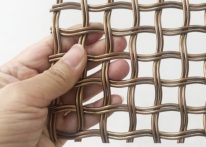 52% Opening Area Architectural Metal Mesh Gold Color Decorative Wire Screen