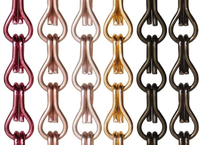 Sand Color 1.5mm Anodised Aluminium Chain Fly Screen For Ceiling Decoration