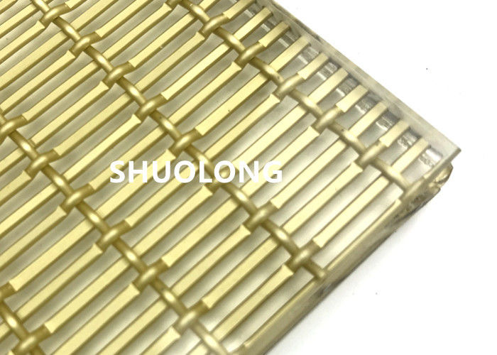 Oxidized Aluminum Glass Laminated Wire Mesh Gold Color For Sandwich Glass
