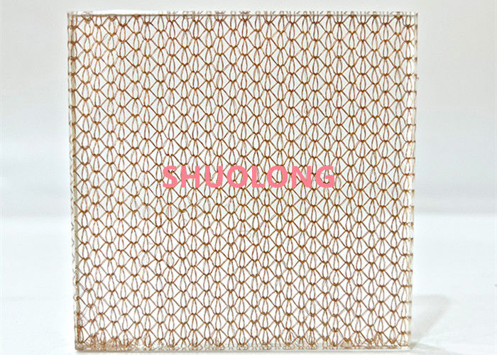 Bronze Glass Laminated Wire Mesh Copper Weave Metal Fabric For Interior ...