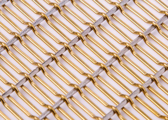 Stainless Steel Flexible Metal Mesh Fabric Bronze Color For Partitions