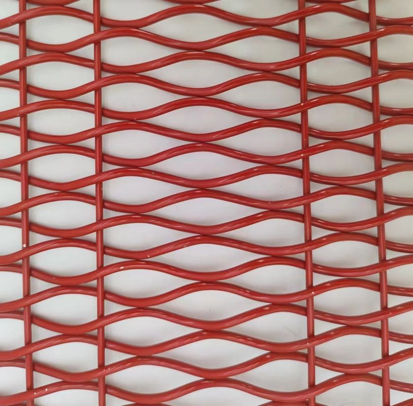 Iso9001 Architectural Woven Metal Mesh Red Decorative For Room Divider