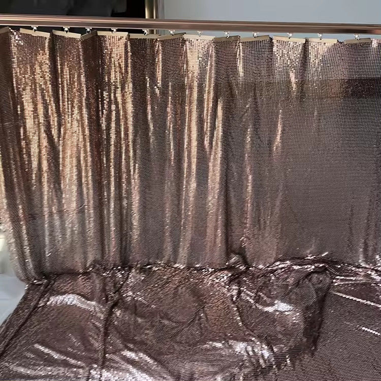 Aluminum Alloy Shimmer Metallic Sequin Chain Link Fabric For Curtain ...