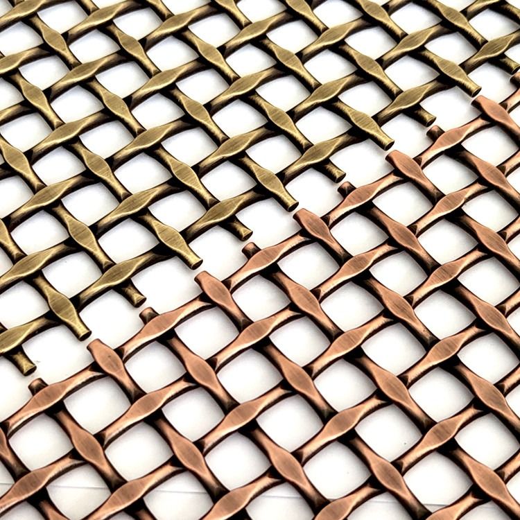 Stainless Steel Architectural Woven Mesh Fabric Anti Brass Color For ...