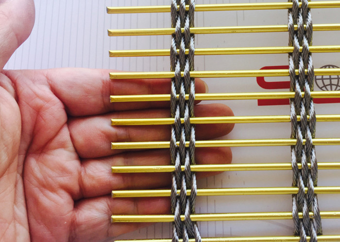 Decorative Partition 7mm Stainless Steel Architectural Mesh Gold Color ...
