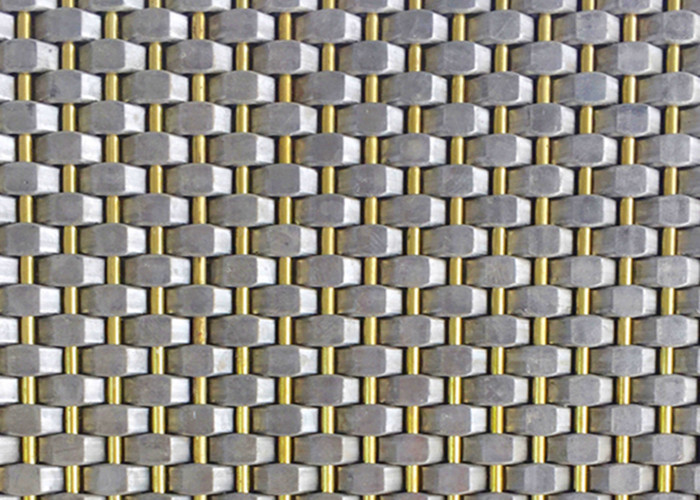 Brass Crimped SS Woven Wire Mesh Cladding Facade PVD Surface