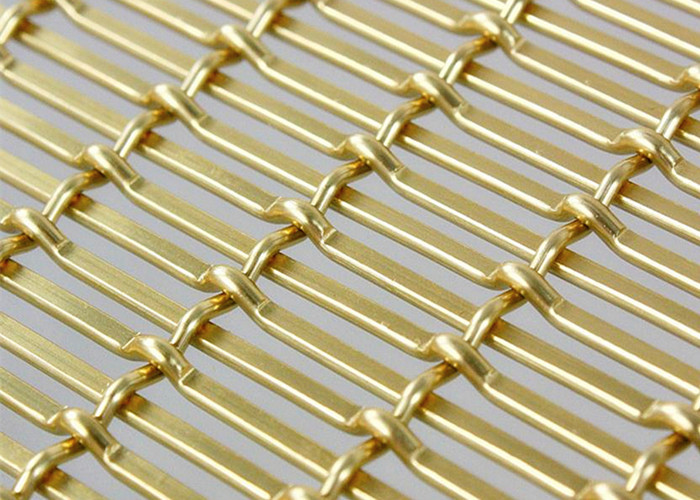 Gold Color Anodizing Decorative Woven Wire Mesh Aluminum For Ceilings