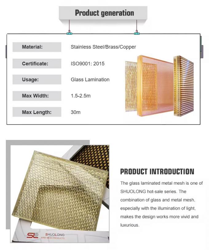 High Temperature Resistance Switch Glass Laminated Wire Mesh 1-2m
